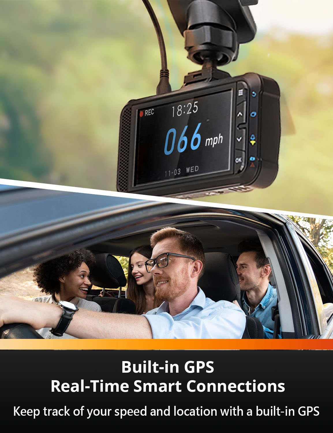 MASIGO A330D Dash Cam Front and Rear - Dual 1080P 60fps Dash Camera for Cars with WiFi, GPS and Speed, Stavis Night Vision, G Sensor Parking Mode, Loop Recording, Free APP, Support 512GB Max