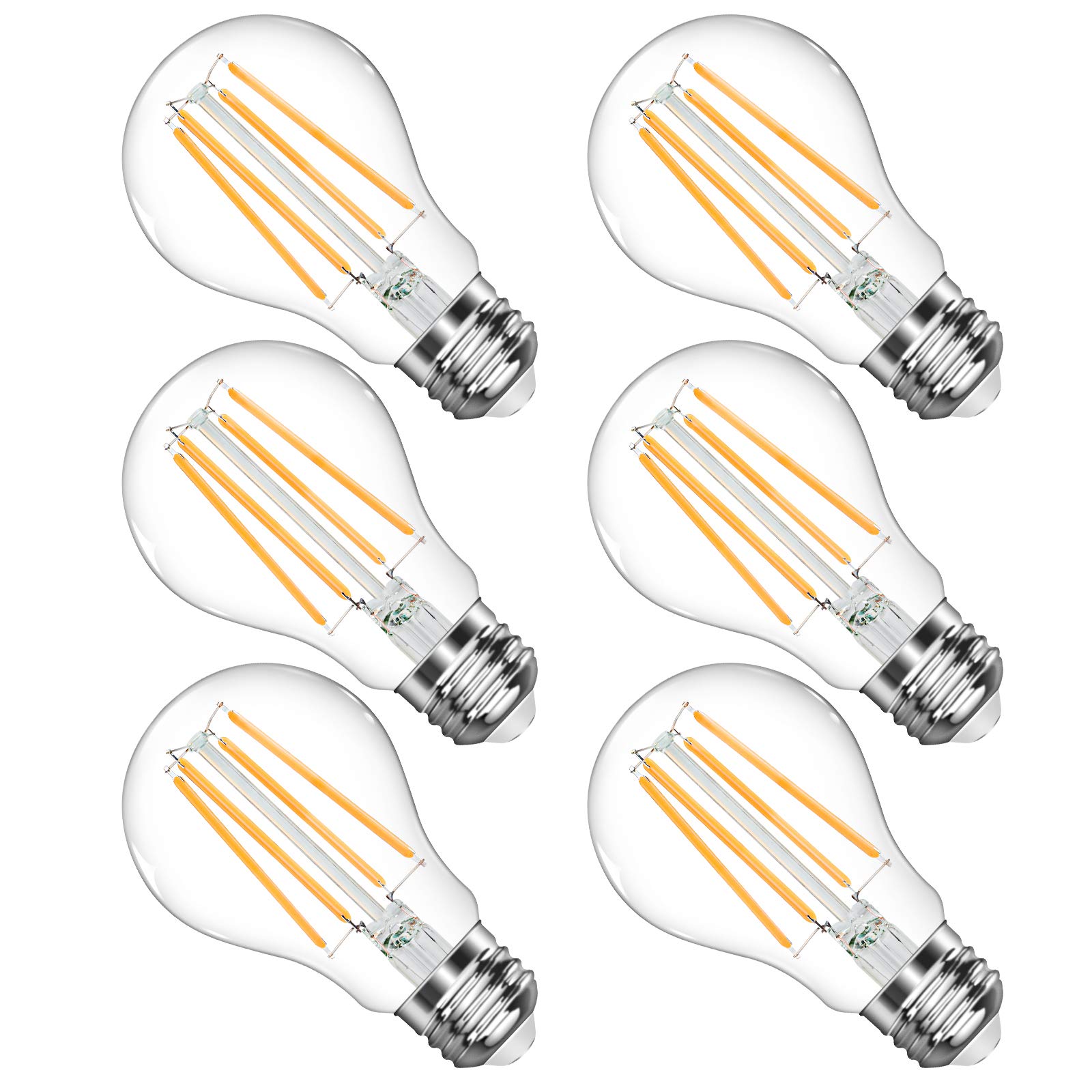 LANGREE A19 LED Light Bulb, 6W(Equivalent 60 Watt), 2700K Soft White, E26 Medium Base Led Bulb, CRI 80+ Light Bulb, Non-Dimmable, Standard Replacement, Pack of 6