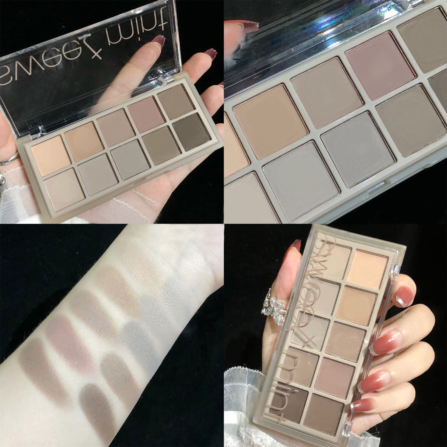 Sulily 10 Colors Eyeshadow Palette Makeup, Matte Naked Eye Shadow,High Pigmented, Naturing-Looking, Ultra-Blendable,Long Lasting High Pigmen with 2 Eyeshadow Brush(04#Cement color)