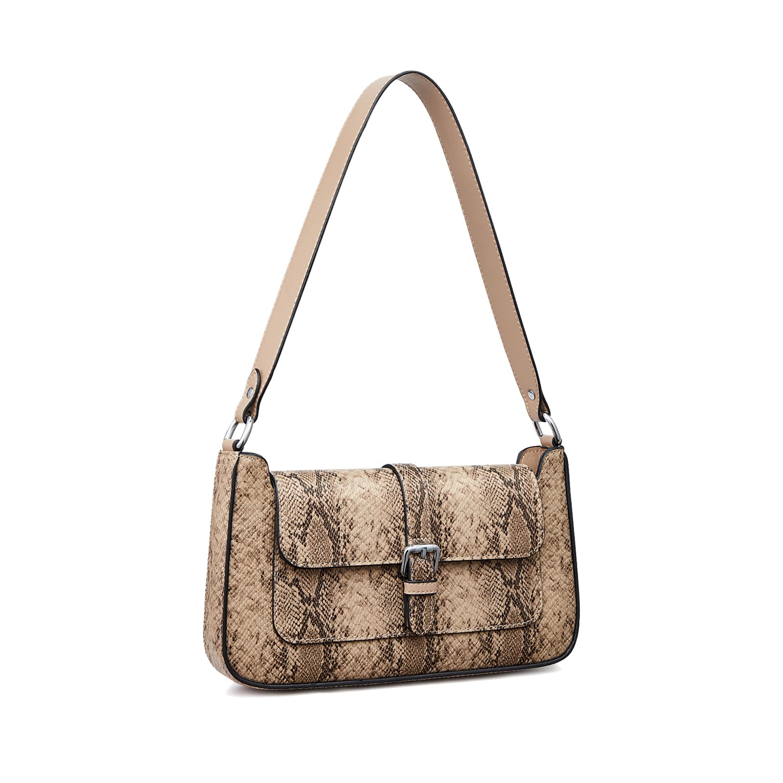 S-ZONE Genuine Leather Shoulder Bags for Women Hobo Purses Handbags Snakeskin Small Retro Classic