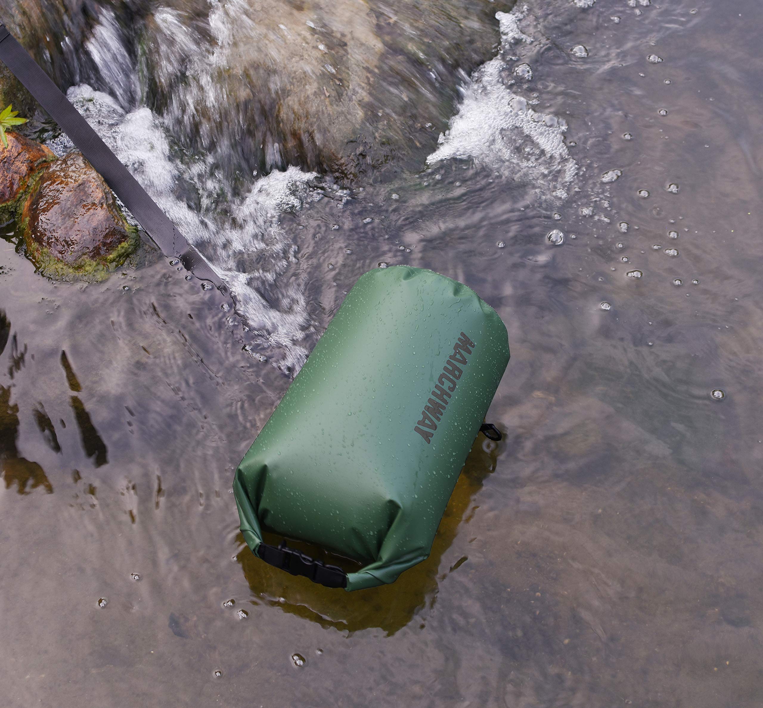 MARCHWAY Floating Waterproof Dry Bag Backpack 5L/10L/20L/30L/40L, Roll Top Sack Keeps Gear Dry for Kayaking, Rafting, Boating, Swimming, Camping, Hiking, Beach, Fishing (Dark Green, 40L)