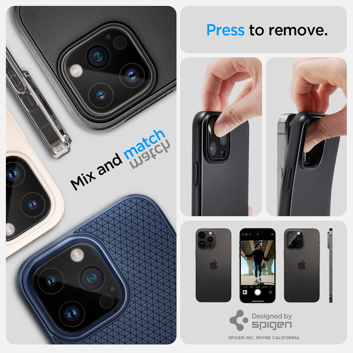 Spigen Camera Lens Screen Protector [GlasTR Optik] Designed for iPhone 14 Pro Max/iPhone 14 Pro [Case Friendly] - Black [2 Pack]