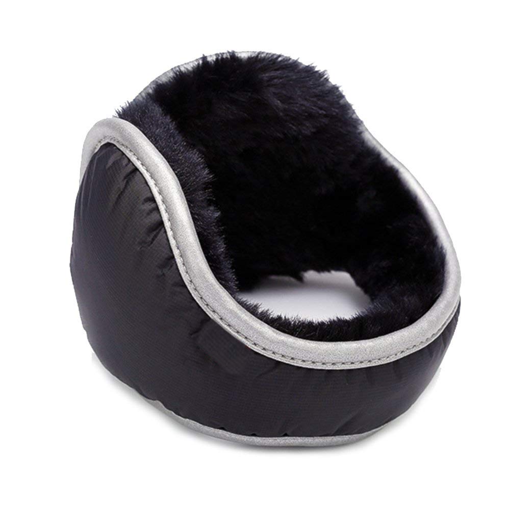 Kedofe Ear Warmers Waterproof Unisex Adjustable Fleece Earmuffs for Men Women Winter Ear Muffs with Reflective Stripe (Black)