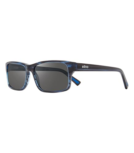 Revo Sunglasses Finley: Polarized Lens Filters UV, Eco-Friendly Rectangle Frame, Blue Horn Frame with Graphite Lens