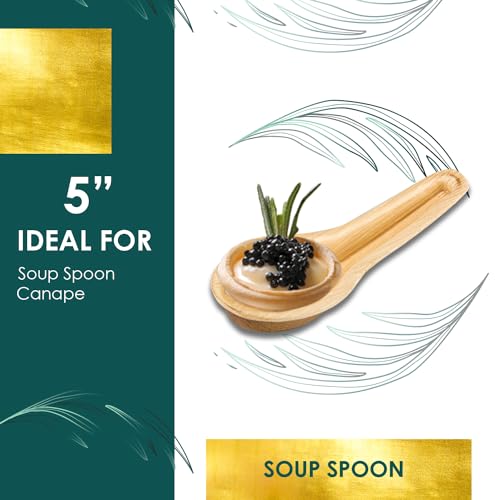 Planet Pantry Disposable Palm leaf Cutlery Wooden Bamboo-Like Paper and Plastic Alternative Eco-Friendly for Food, Party, Buffet (5" Soup Spoon, 50)