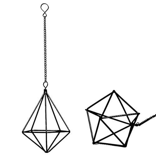 libproqia Small Air Plants Hanging Holders Wire Airplants Planter Hanger Black Geometric Metal Himmeli 6pcs Tillandsia Air Fern Display Holders for Hanging Air Plants