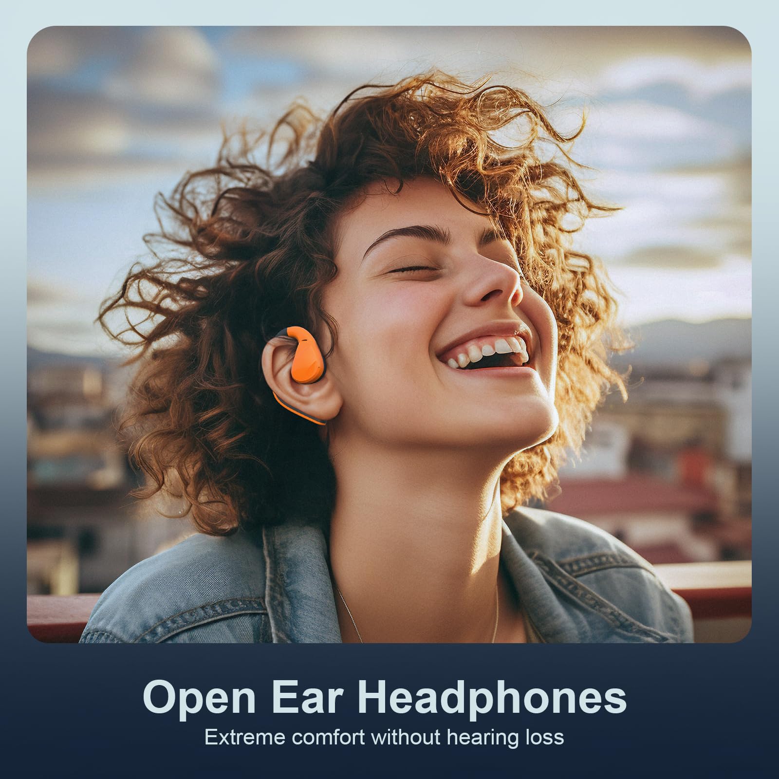 Jzones Open Ear Headphones Wireless Bluetooth 5.3, Open Ear Earbuds for Music