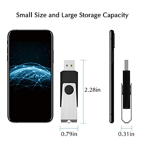 K&ZZ 16GB 10 Pack USB Flash Drives 16 GB Swivel USB 2.0 Memory Stick Flash Drive 16G USB Drive Flash Thumb Drive Pendrives with LED Indicator, Black