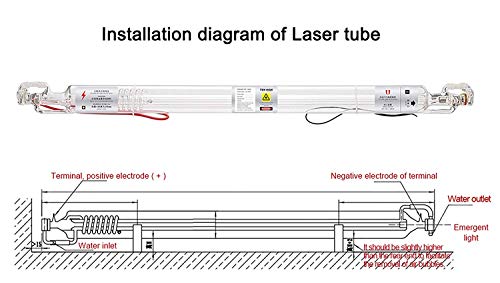 TEN-HIGH 60W CO2 Laser Tube 1000mm D50mm, Wires Preconnected with Coating, for Laser Cutter Laser Engraving Cutting Machine