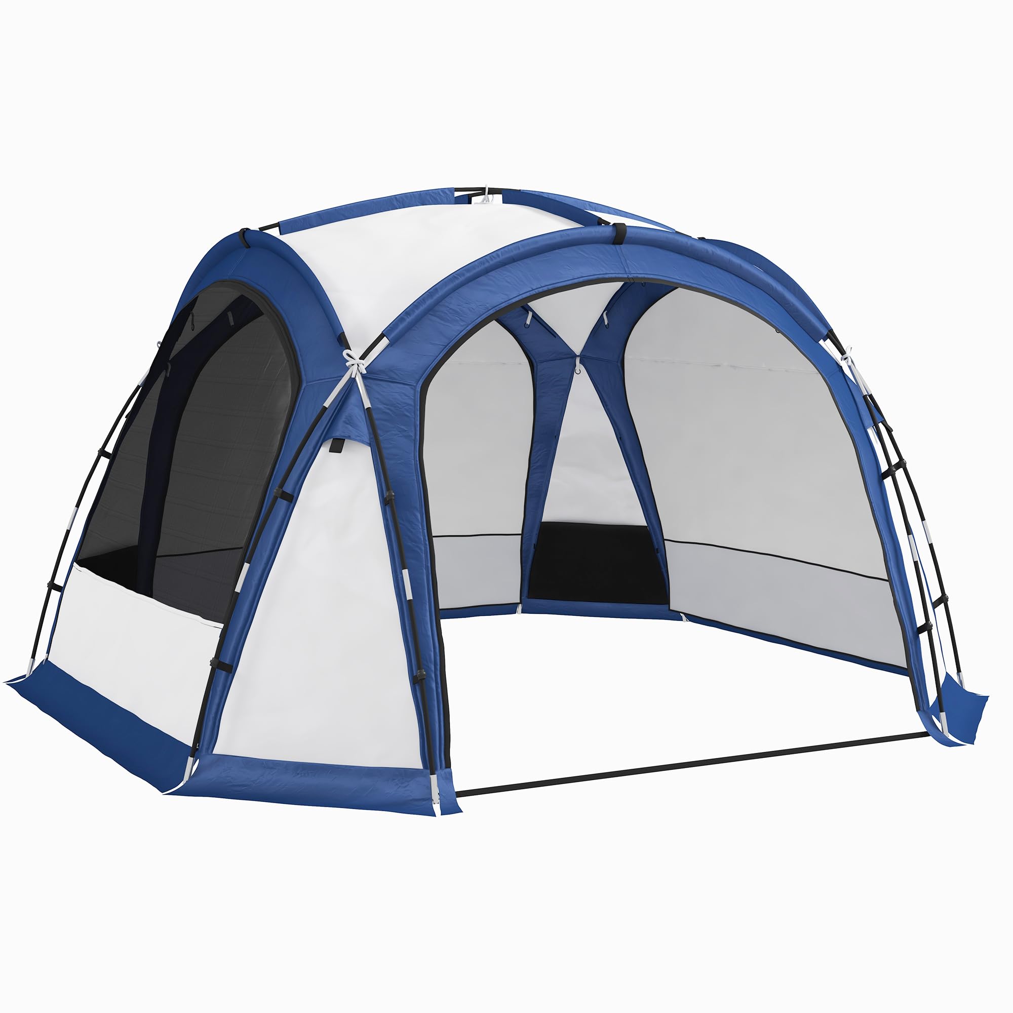 Outsunny 6–8 Person Dome Tent, Camping Tent with 4 Zipper Mesh Doors, Lamp Hook, Portable Carry Bag, Screen Shelter with 2 Removal Wind/Sun Panels, White