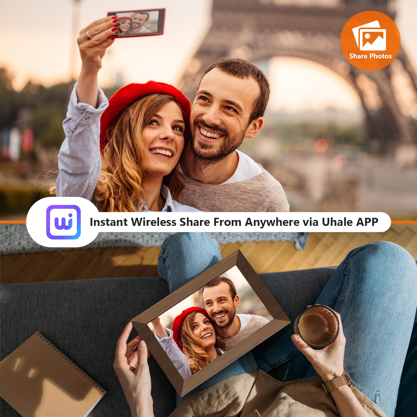 MaxAngel 3 Pack Digital Photo Frame 10.1 Inch WiFi Electronic Picture Frame IPS Touch Screen HD Display 32GB Storage SD Card Slot Auto-Rotate Slideshow Share Videos Photos Remotely Via Uhale App