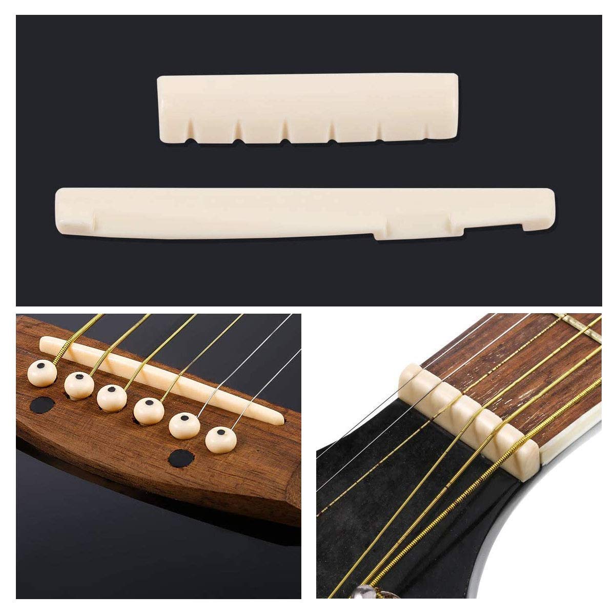 MIHOOE Guitar Accessories Kit with Guitar Tuner,Guitar Capo,3-in-1 Rering Tool,Pick Holder,Guitar Picks,Finger Protectors,Thumb Finger Picks, Guiter Bridge Pins,Guitar Nuts,Guitar Saddles