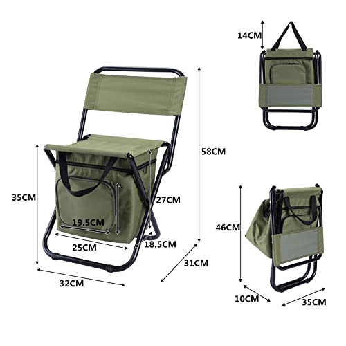 SMKOOP Portable Outdoor Folding Fishing Chair with Storage Bag with Back Insulation Function 3-in-1 Leisure Camping Fishing Chair