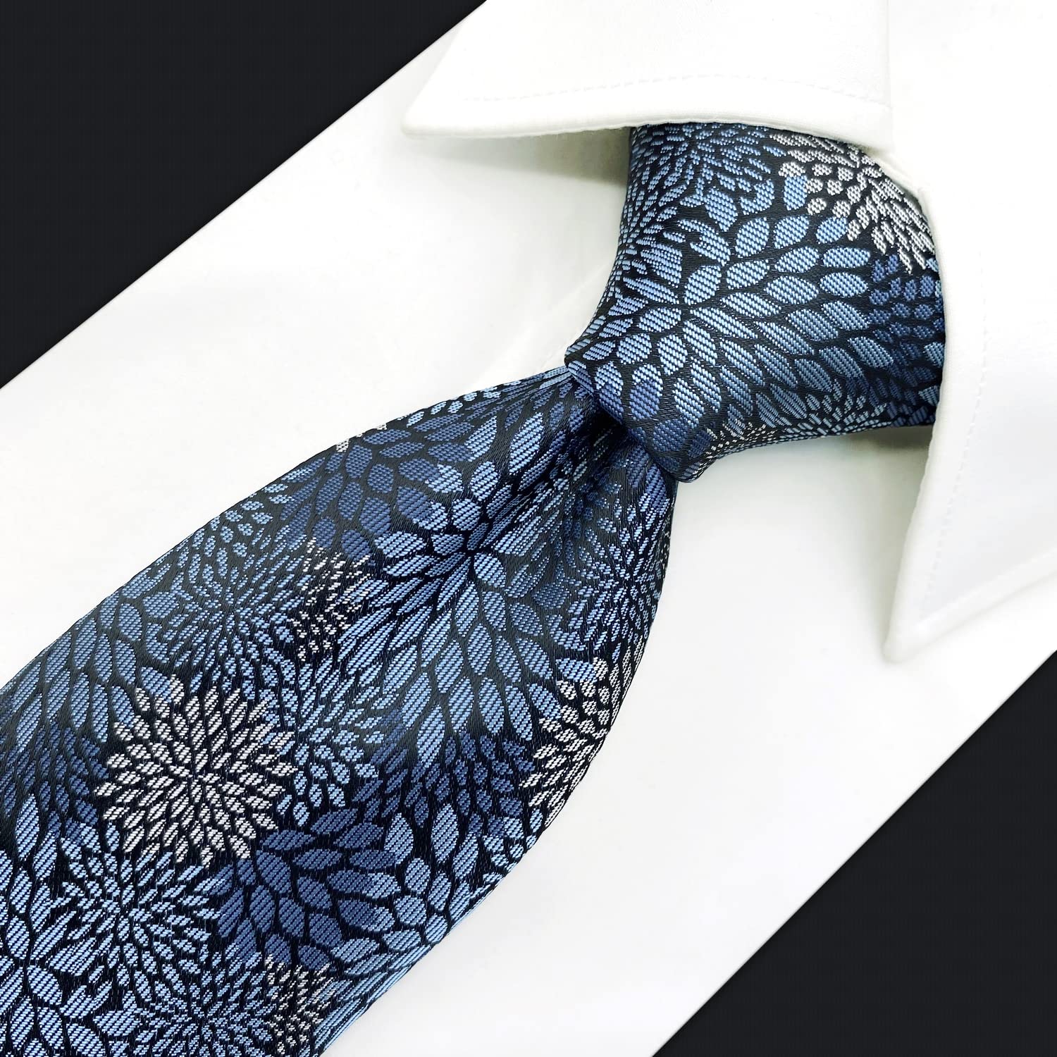 S&W SHLAX&WING Mens Ties Azure Blue Navy Steel Matching Cufflinks Only