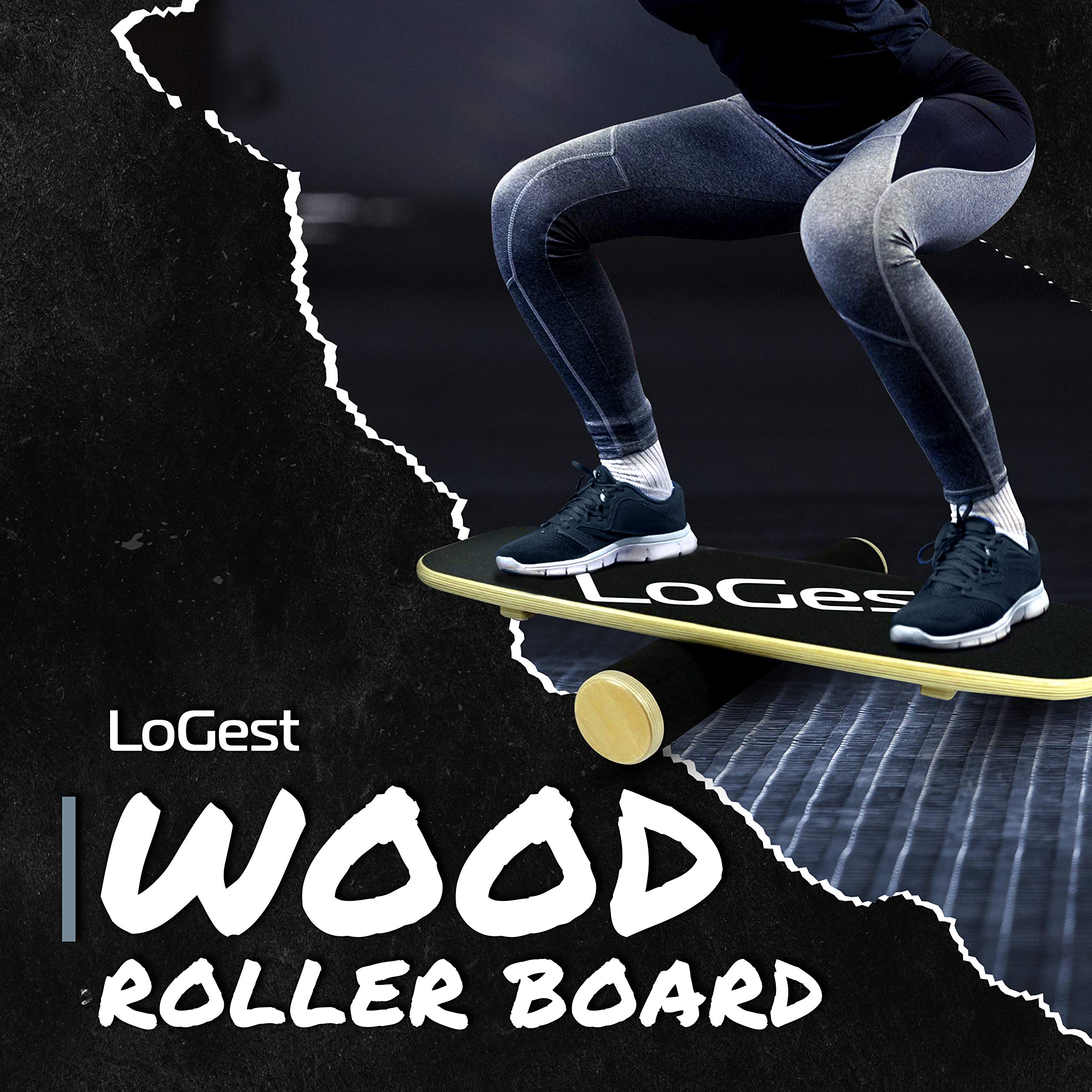 Logest Wood Balance Board Trainer - Balancing Roller Board for Hockey, Snowboard, Surf, Balance Trainer for Stability and Fitness Workout Board Core Trainer