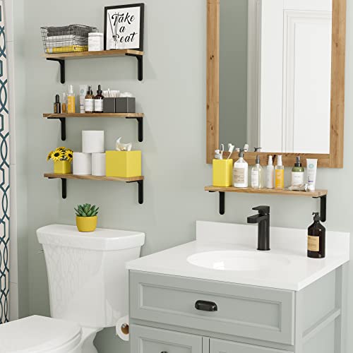 You Have Space Cappado Floating Shelves for Bathroom Decor, 17”x 4.5" Bookshelf, Storage Shelves for Living Room, Kitchen, Bedroom, Laundry, Burnt, Set of 4