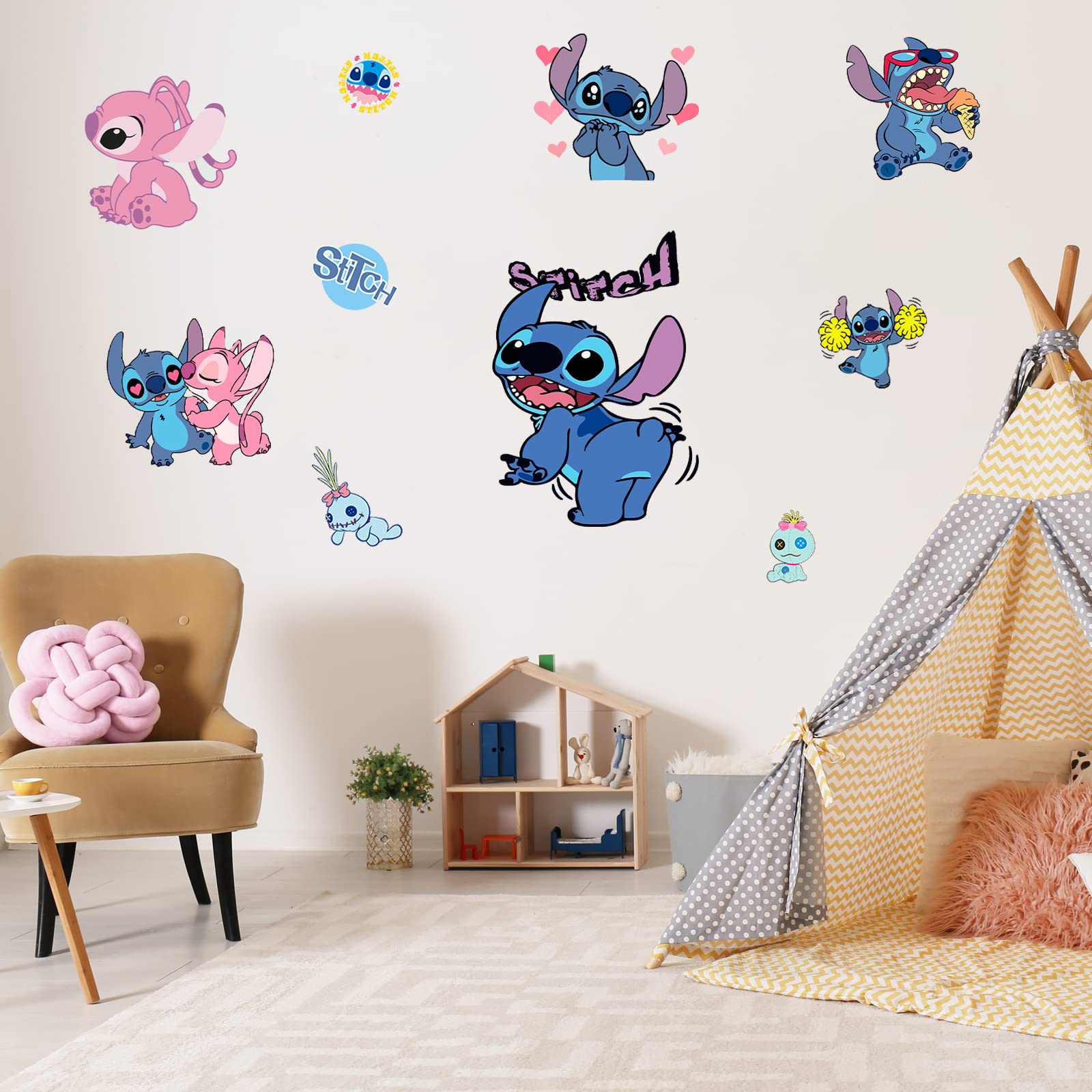 Stitch Vinyl Wall Art - Kid's Room Bathroom DIY Removable Wall Stickers Waterproof Self-Adhesive