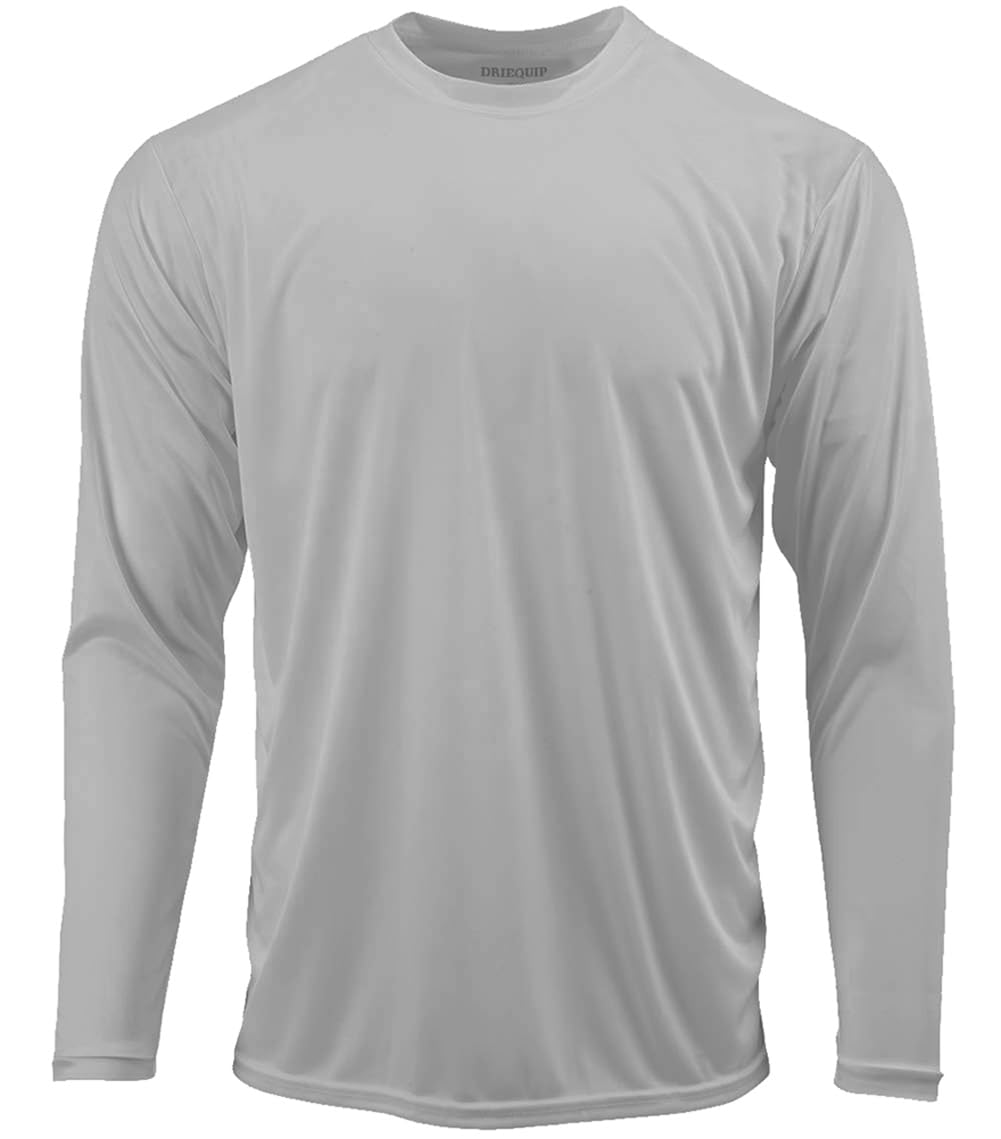 Joe's USA DRI-Equip Long Sleeve Moisture Wicking Athletic Shirt | X-Large-Silver