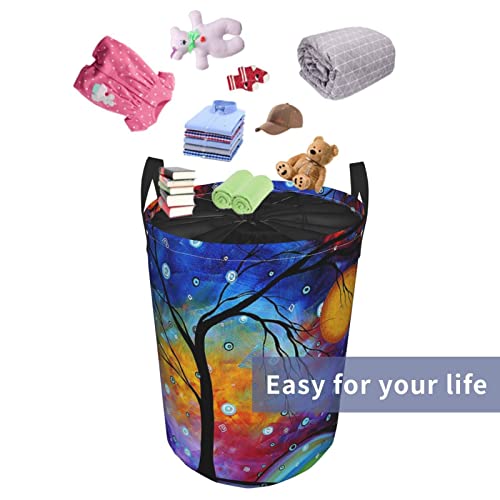 UMBRELO Life Tree Large Laundry Hamper, Colorful Laundry Basket Dorm Creative Trees Dirty Cloth Hampers Waterproof With Leather Handle, For Bathroommedium