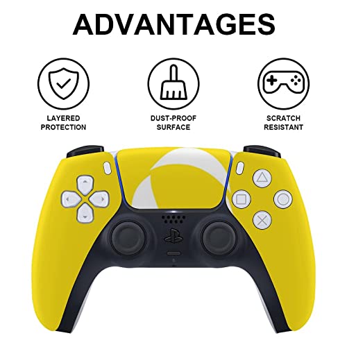 Ribbon Over Yellow World Childhood Full Protective Skin Cover Design Wrap Decal Sticker Compatible with PS5 Digital Edition Console and Controller