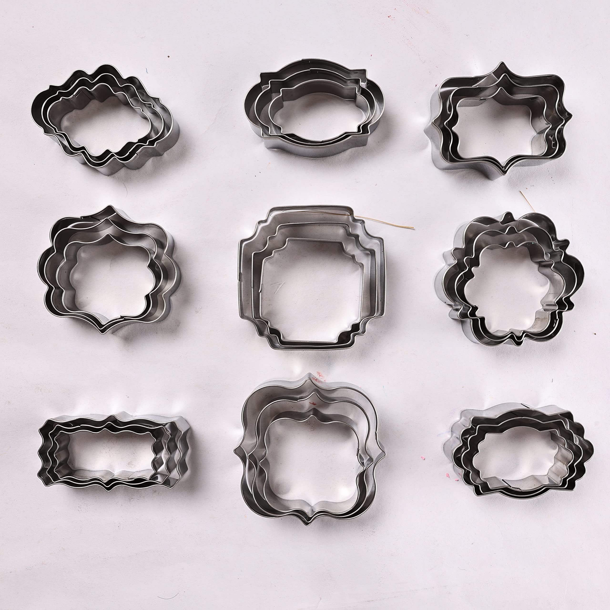 Plaque Frame Cookie Cutters Set -Different Frames Plaque and Tiles Cutter Molds for Making Fondant Cake Cookies Biscuit Fruit, Great for Wedding Mother's Day and Birthday Party Decorations (27 Pcs)