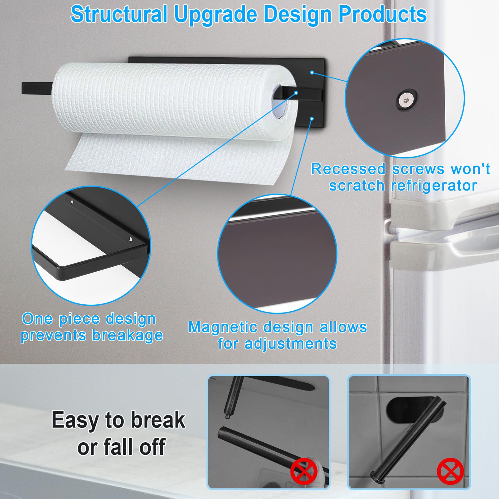 Magnetic Paper Towel Holder for Fridge, Toilet Paper Roll Holder Magnetic Paper Towel Rack Wall Mount and Seropy Roll Up Dish Drying Rack Over The Sink for Kitchen RV Sink 17.5x15.7 in
