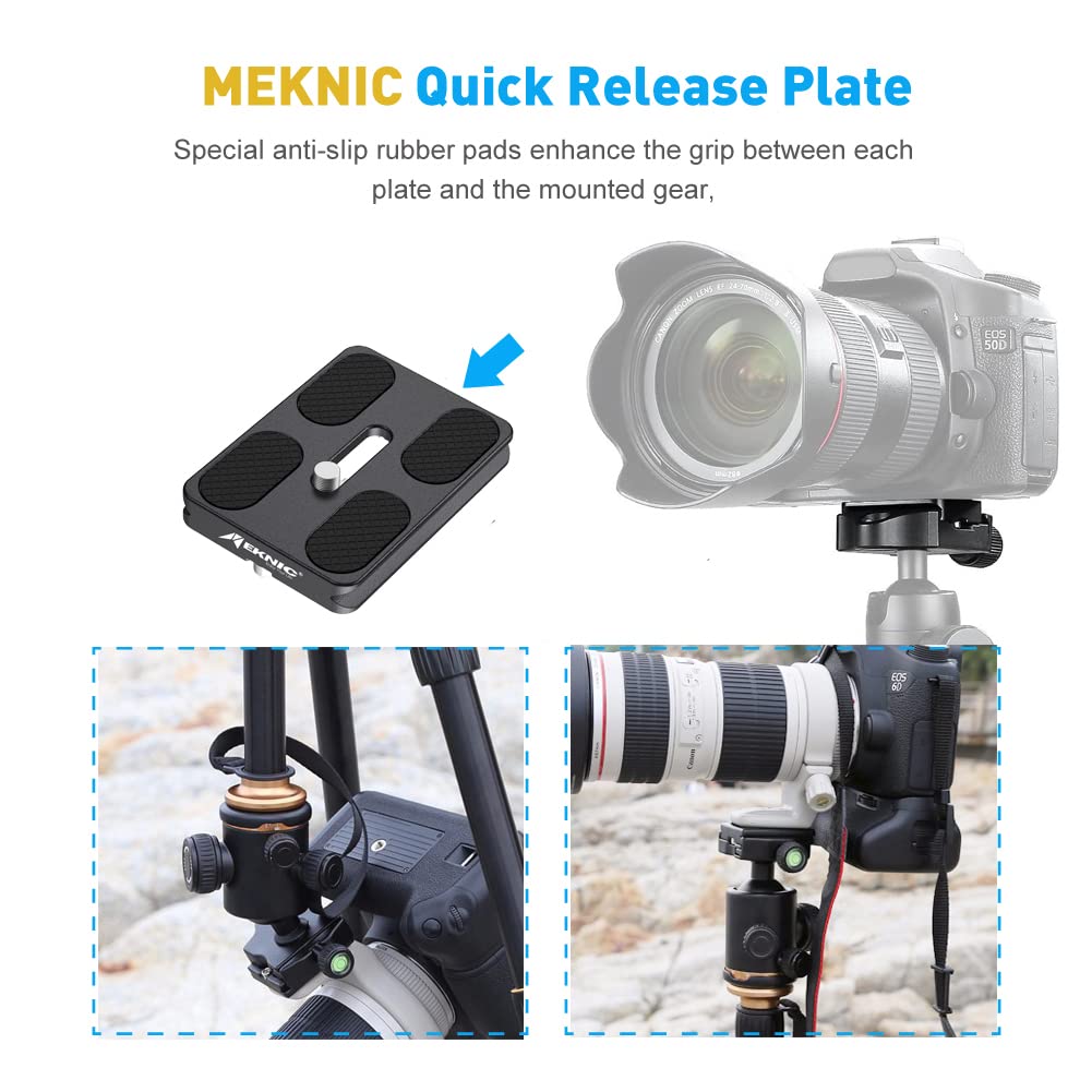 MEKNIC Camera Quick Release Plate PU50 2 Pieces QR Small Plate with 1/4"-20 Screw,Tiny Universal Quick Release Plate for Arca Swiss Standard Clamp for DSLR Camera Tripod Ballhead
