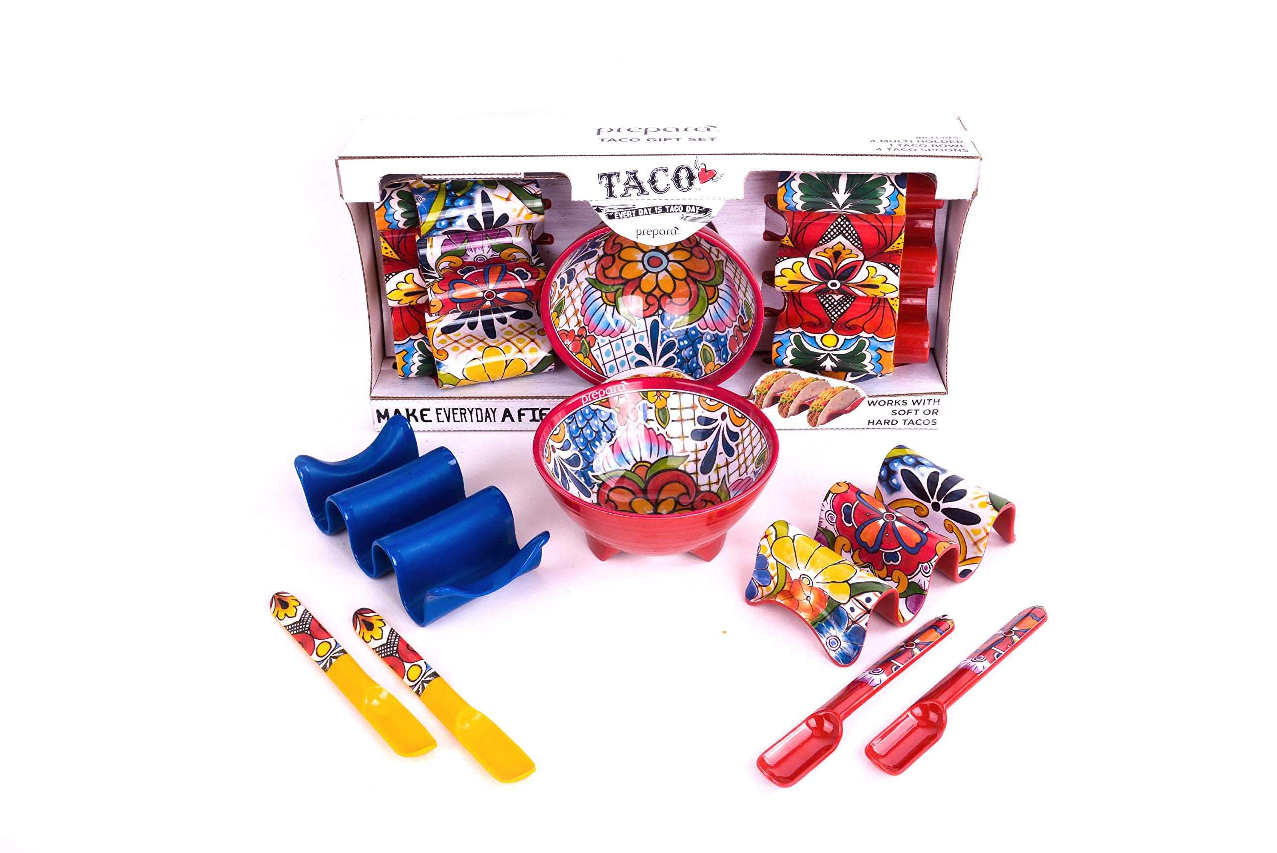 Prepara Taco Fiesta Set for 4, Multicolor Melamine Dishware