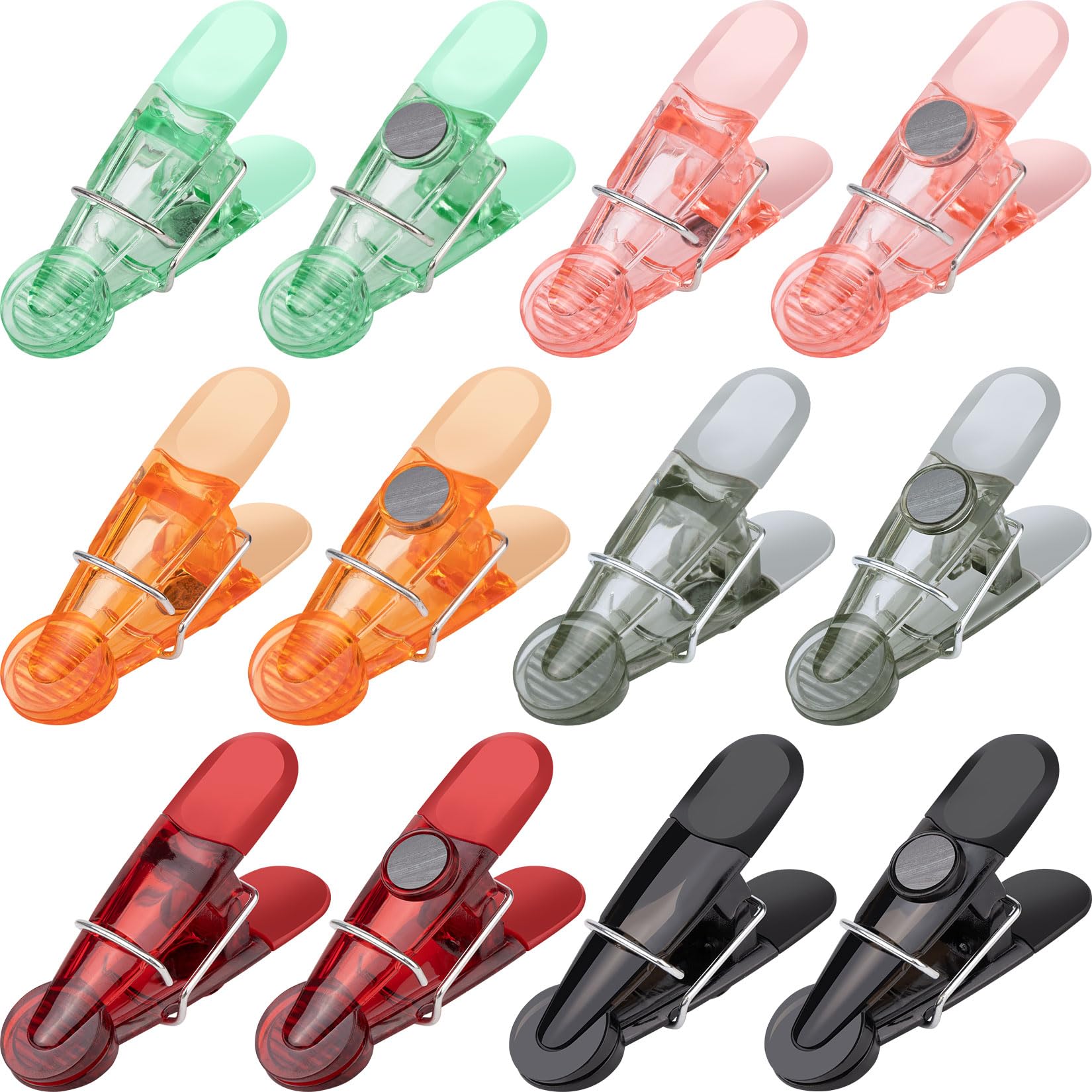 VNDUEEY Chip Clips, 12 Pack Magnetic Bag Clips, Strong Grip Food Clips Magnetic Chip Clips, Bag Clips for Food Packages, Snack Sealing Clips for Kitchen and Office - Multicolor