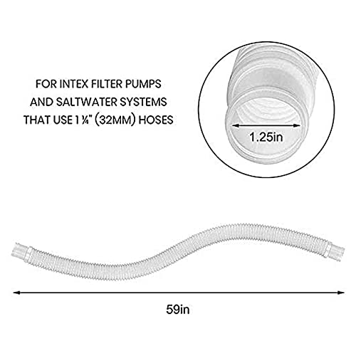 Swimming Pool Replacement Hose, Replacement Hose for Above Ground Pools, Filter Pump Hose 1.25" Diameter for Pump Models(330 GPH, 530 GPH, 1,000 GPH) (2PCS)…