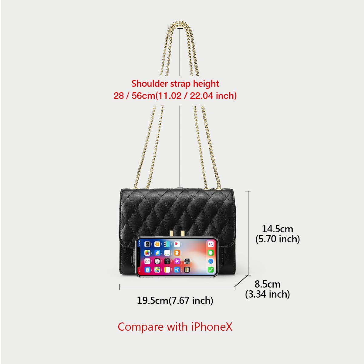 LAORENTOU Cow Leather Small Crossbody Bags for Women Quilted Handbag Purse with Chain Strap Shoulder Purse Clearance
