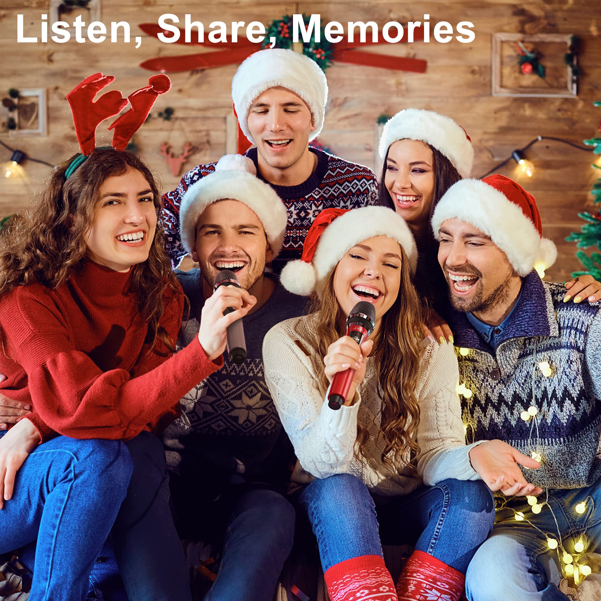 JYX Wireless Microphones, Dual UHF Handheld Dynamic Mic with Receiver, 6.35mm(1/4") Output,3.5mm (1/8") Adapter,160ft Range, Metal Rechargeable Karaoke Microphones for Party, Wedding, Class, Speech