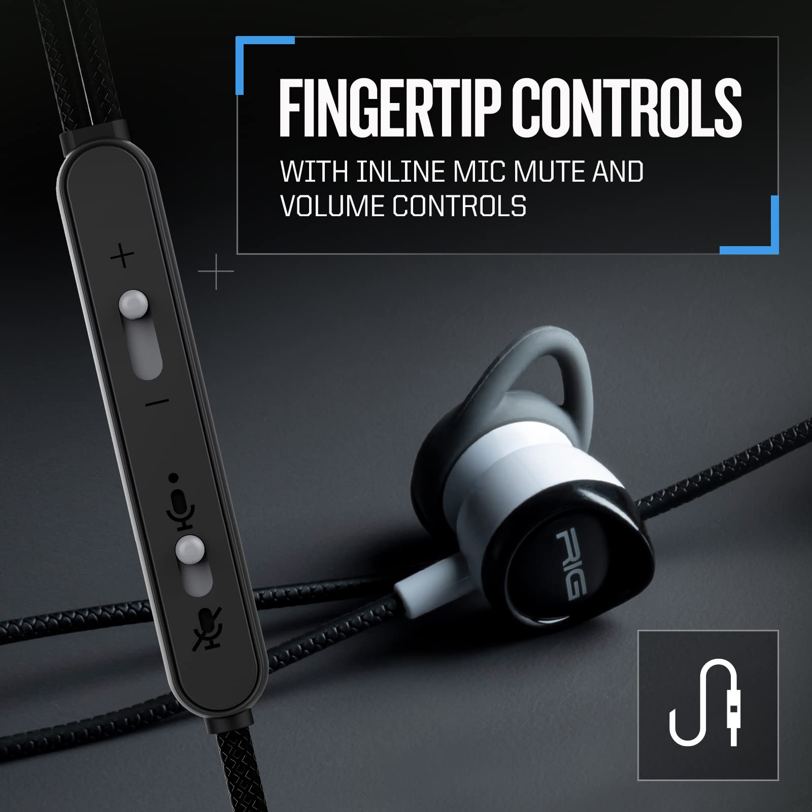 RIG 200HS Performance Gaming Earbud Headset with Detachable Microphone Officially Licensed for PlayStation PS5, PS4, PSVR, PSVR2 - Universal 3.5mm - Black/White
