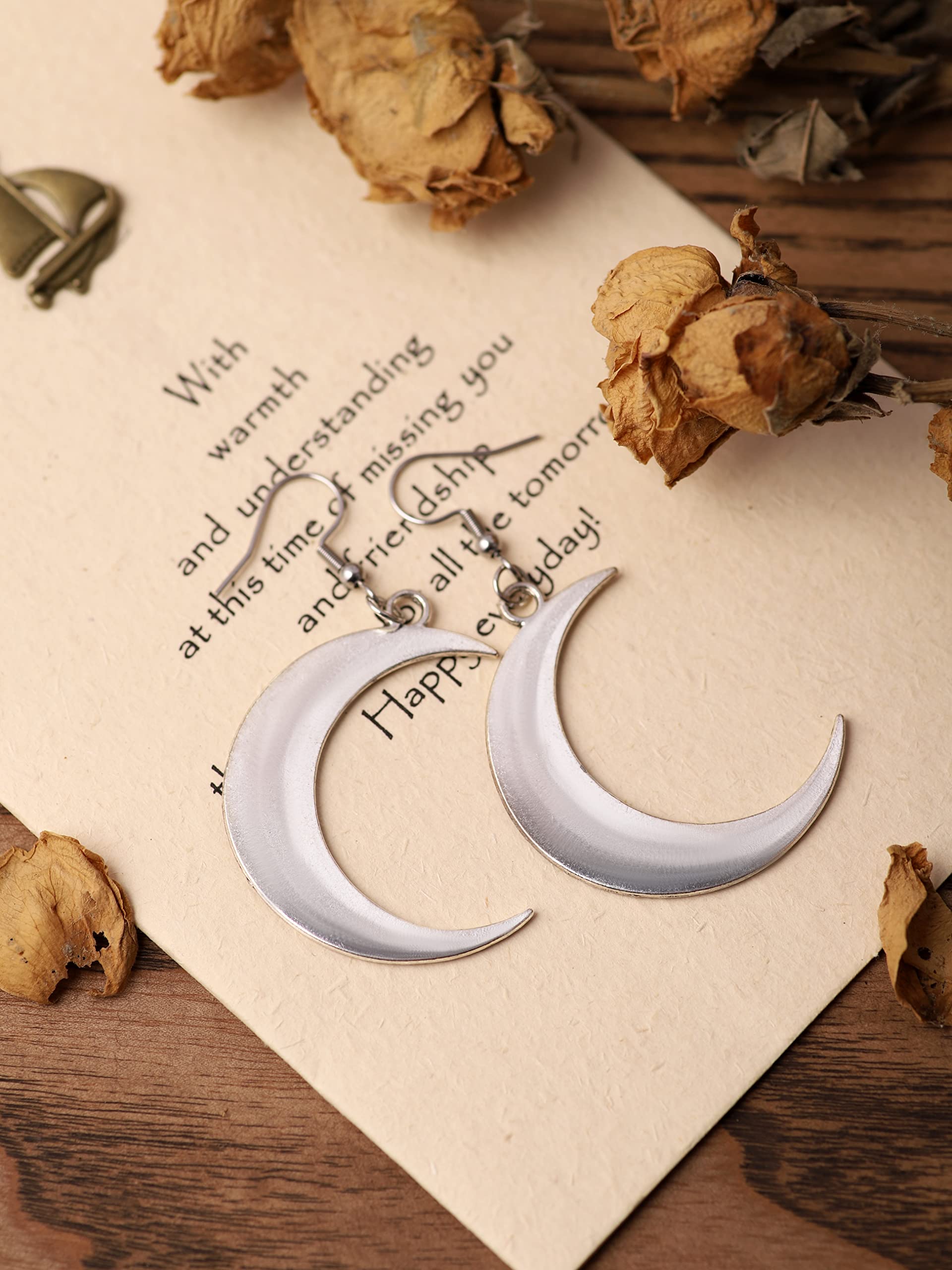 Sacina Gothic Moon Earrings, Zinc Alloy Crescent Moon Pendant, Celestial Earrings, Goth Jewelry Gift for Women