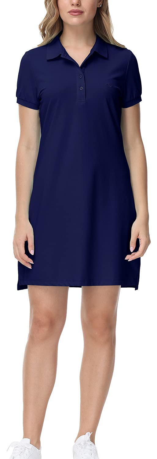MoFiz Ladies Tennis Dress Dry Fit for Summer Moisture Wicking One Piece Activewear Navy L