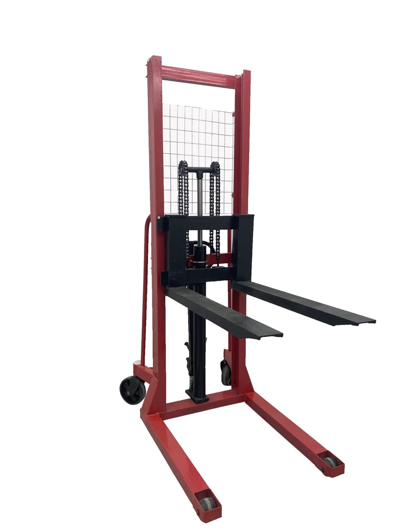 TECHTONGDA Manual Hydraulic Hand Pump Stacker Pallet Stacker Lift Truck Hydraulic Lift Handling Tools with 2200lbs Capacity 63" Lift Height for Single Sided Pallet