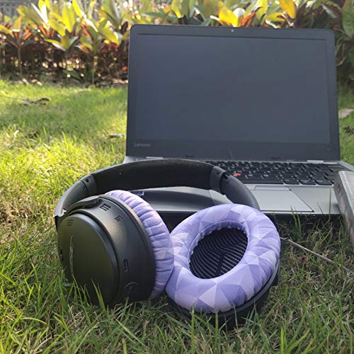 KAHHA Ear Pads,Replacement earpads Compatible with Bose QC25/QC35/QC35II Headphones Ear Cushions with Noise Isolation Memory Foam/ECO Protein Leather(1 Pair,Diamond Purple)
