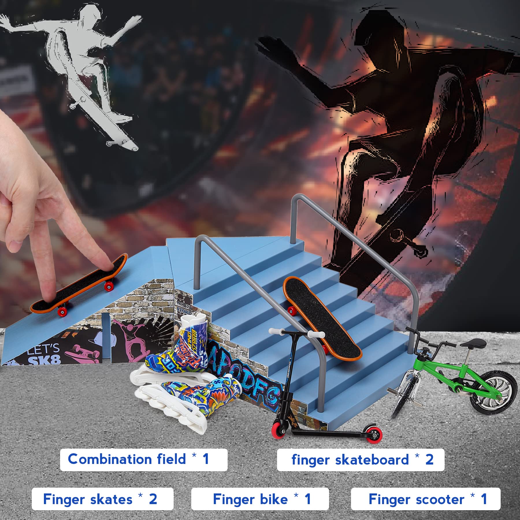Sumeier Finger Mini Skateboards and Tech Skateboards Deck , with 2 FingerboardsSkateboards, Ramps, Skates , Suitable for Fingerboard Training.Teen Unique Gifts, Black