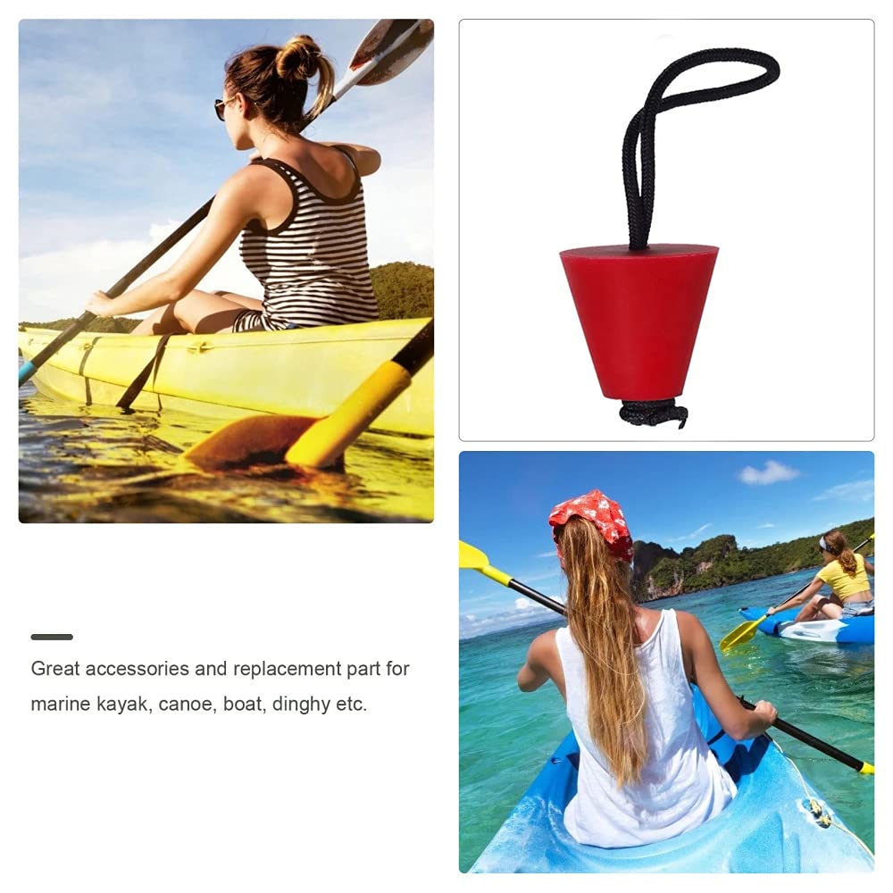 MEMOVAN 6pcs Universal Kayak Scupper Plug Kit, Rubber Scupper Plugs Canoe Boat Drain Holes Stopper Bung with Lanyard (Red)