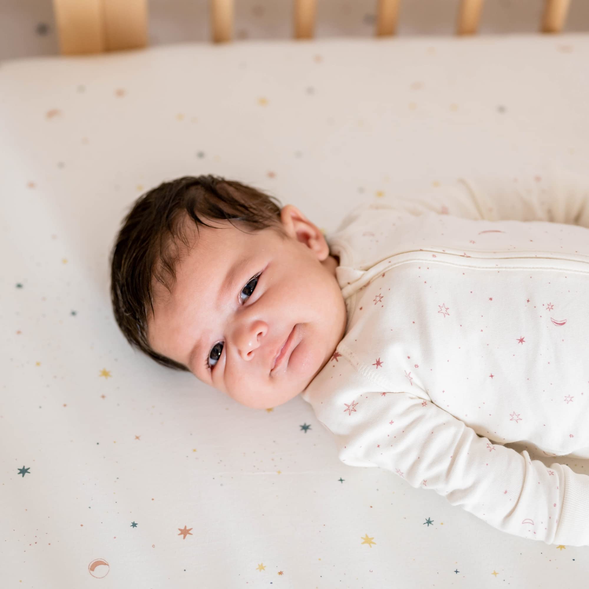 Stokke Sleepi Fitted Sheet by Pehr, Celestial - Soft Sheets for Stokke Sleepi Mini & Crib/Bed - Available in Playful Patterns - 100% Cotton