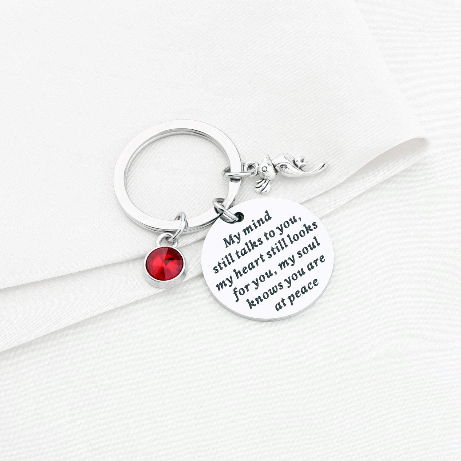 Memorial Gift In Memory Of Loved One Angel Wing Keychain In Loving Memory Gift My Mind Still Talks To You Keyring Cardinal Charm (Cardinals at peace)