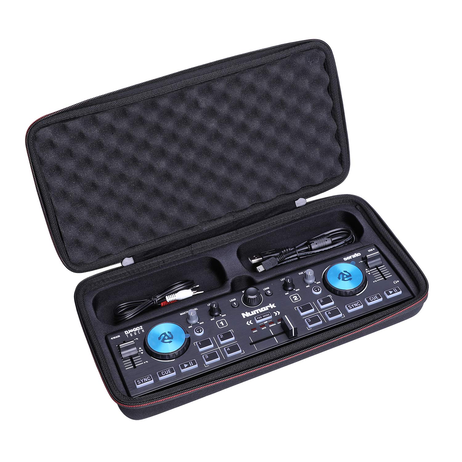 LTGEM EVA Hard Case for Numark DJ2GO2 or Numark DJ2GO2 Touch – Compact 2 Deck USB DJ Controller (Black)