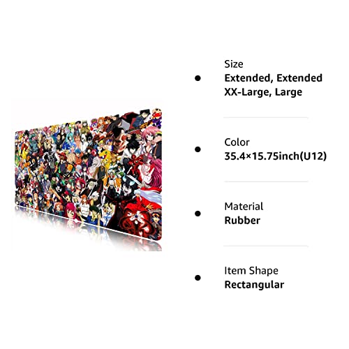 KINPLE Extended Large Gaming Mouse Pad, Full Desk Keyboard Mouse Pad, XXL Bigmouse Pad with Anime, Waterproof and Anti-Skid for Office Desk Decor . (35.4×15.75×0.1 inch)