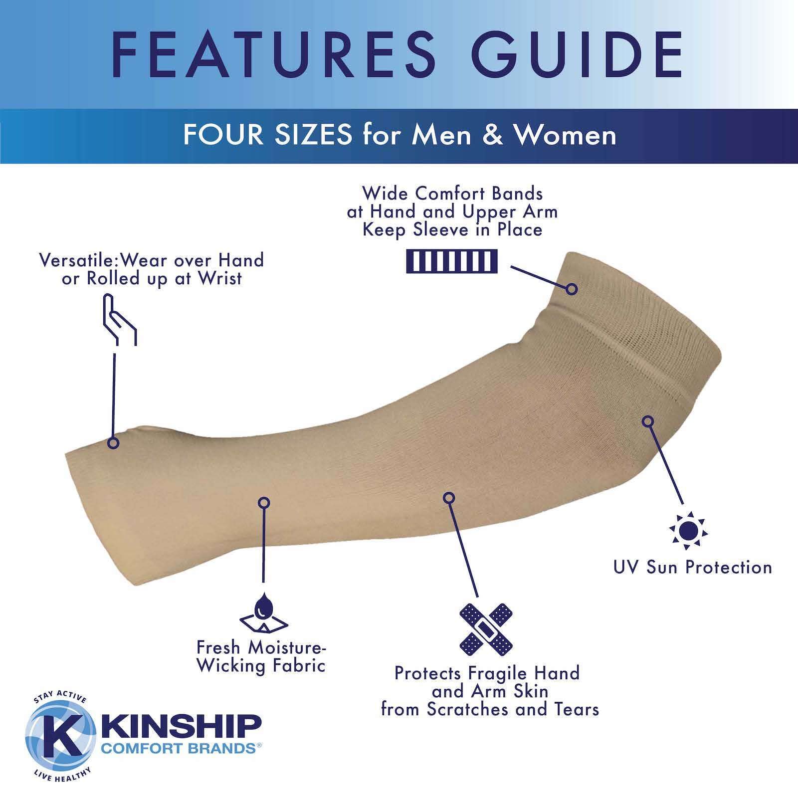 Kinship Comfort Brands Arm Sleeves Skin Protectors safe from Abrasions Bruising Thin Skin Tears & Sun | 1 Pair