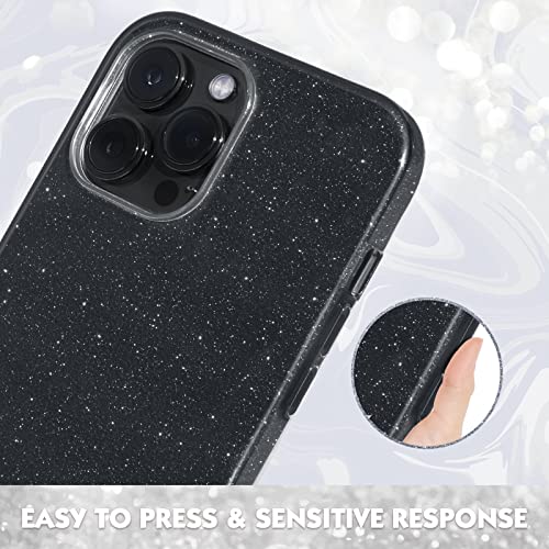 MILPROX Compatible with iPhone 13 Pro Case (2021), Glitter Sparkly Shiny Bling Rubber Gel Shell Cases 3 Layers Shockproof Protective Bumper Cover for iPhone 13 Pro 6.1"【3 Cameras】 2021-Pink Gradient