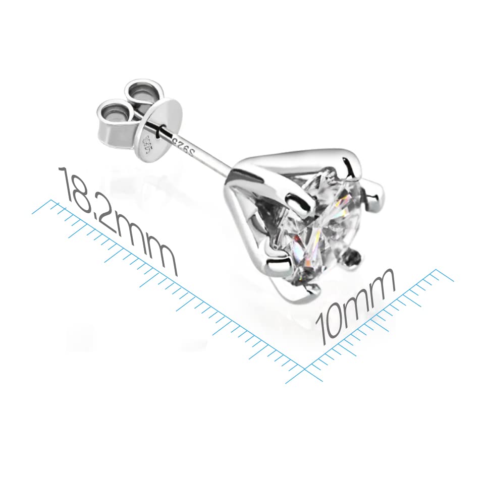 Moissanite Earring, Total 4.0ct 8.0mm EF Round Cut,18K Gold Plated 925 Steling Silver,Stud Earrings For Men Women