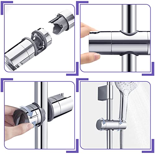 Shower Head Holder for Slide Bar Adjustable,18-25MM O.D. Hand Shower Bracket Holder for Slide Bar Slider Clamp Bathroom Replacement,360 Degree Rotation Sprayer Holder ABS Chrome