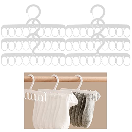 Underwear Sock Hangers for Drying - 6 Pack 360° Rotating Laundry Drying Rack Windproof Underwear Hanger Space Saver Hangers 48 Grips Clothes Drying Racks for Socks, Baby Clothes, Bras, Towel, Scarf