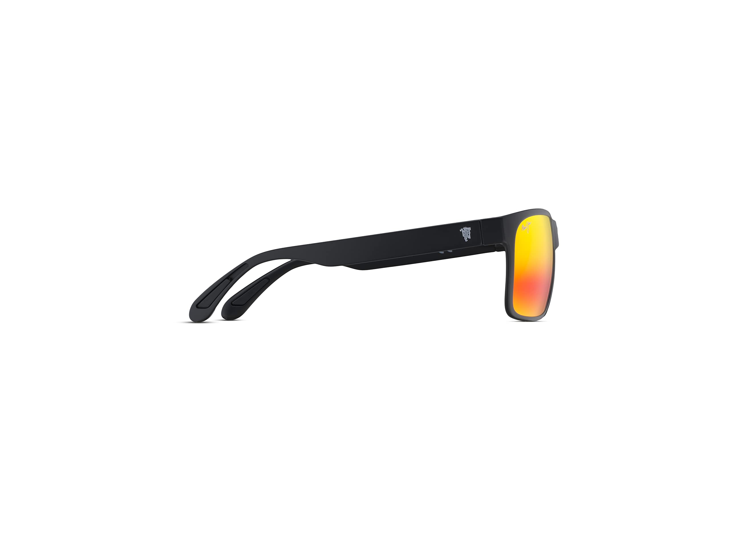 Maui Jim Men's and Women's Red Sands Polarized Universal Fit Rectangular Sunglasses, Black Matte w/Black Rubber UTD/Hawaii Lava ™, Large