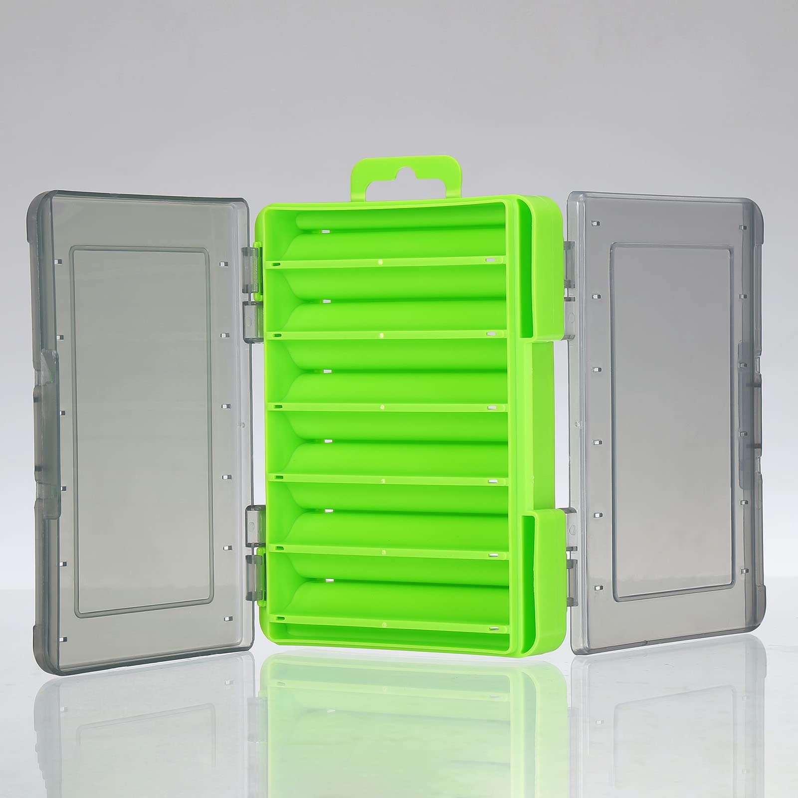 PATIKIL Fishing Lure Storage Box 2 Pack Plastic Two Sided Fish Tackle Container Organizer, Green